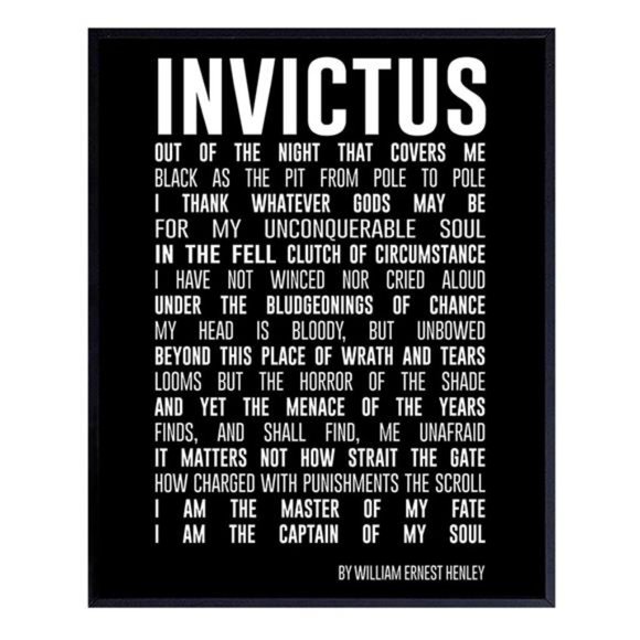 Wall Decor | Motivational Invictus Poem Quote Wall Art Print 8x1 Photo ...